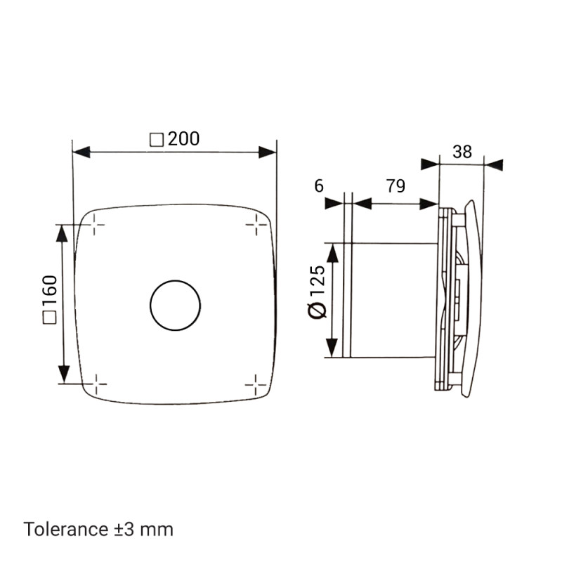Dalap ONYX - černý koupelnový ventilátor Průměr 100 mm